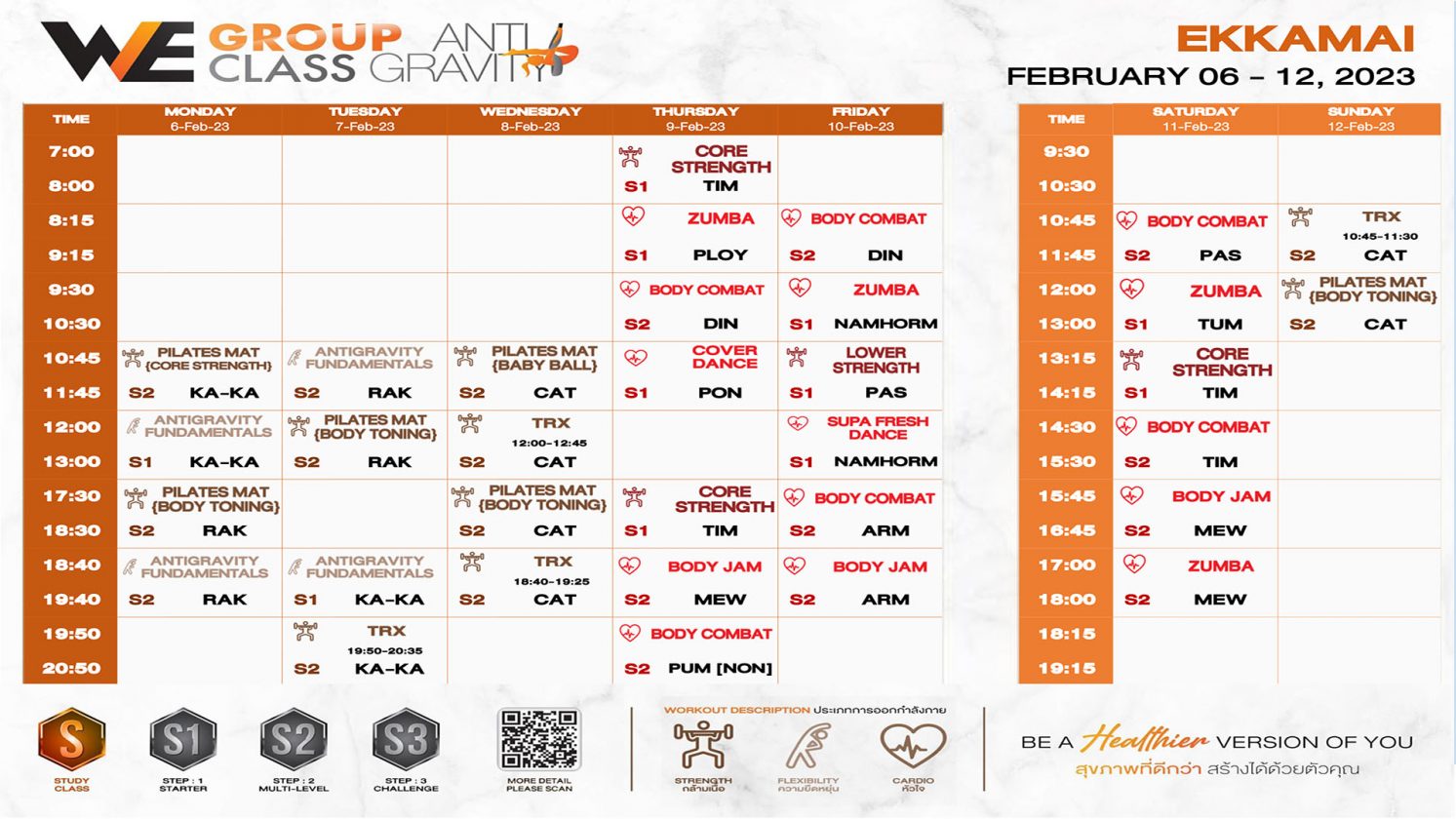 CLASS LINE UP 6 - 12 FEBRUARY 2023 - WE FITNESS SOCIETY