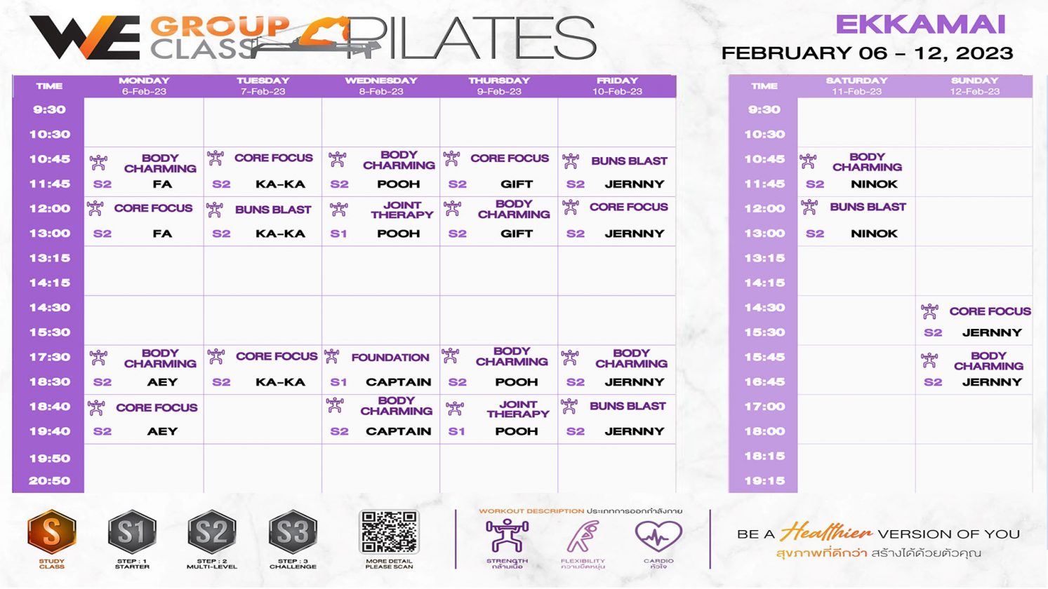 CLASS LINE UP 6 - 12 FEBRUARY 2023 - WE FITNESS SOCIETY