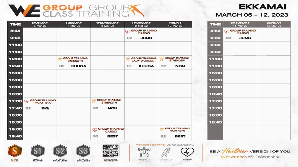 CLASS LINE UP 6-12 MARCH 2023 - WE FITNESS SOCIETY