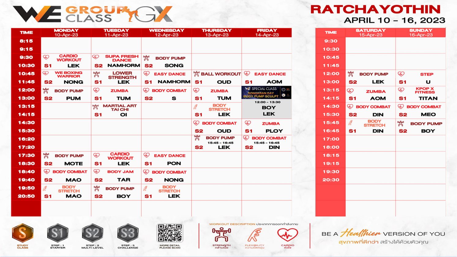 CLASS LINE UP 10-16 APRIL 2023 - WE FITNESS SOCIETY