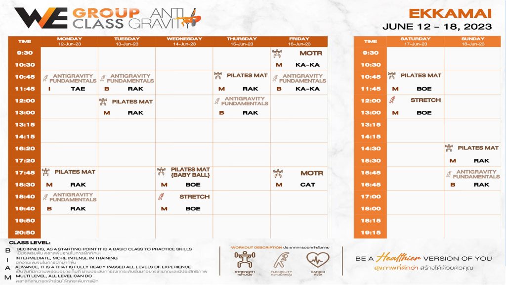 CLASS LINE UP 12-18 JUNE 2023 - WE FITNESS SOCIETY