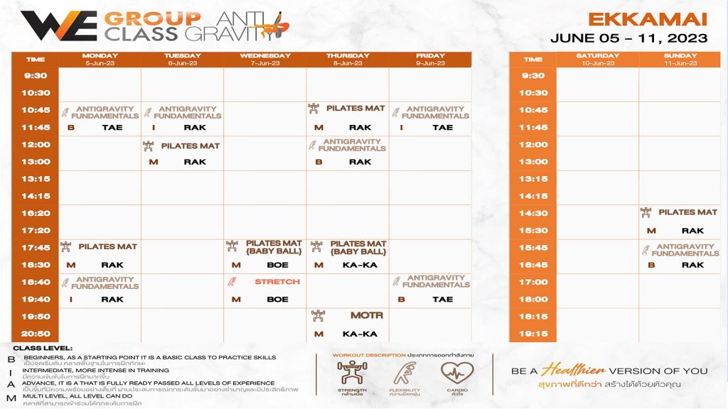 CLASS LINE UP 5-11 JUNE 2023 - WE FITNESS SOCIETY