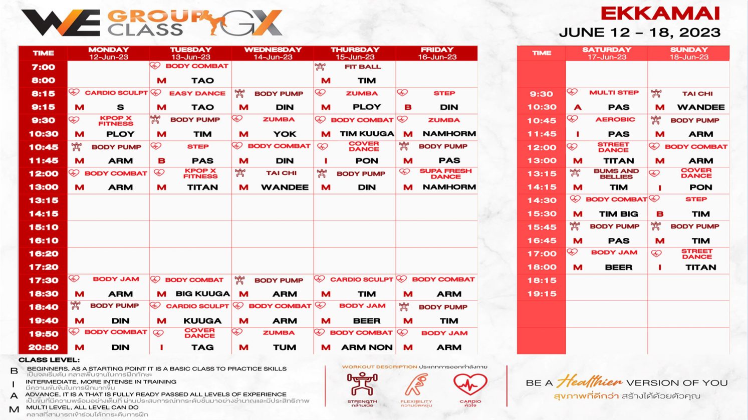 CLASS LINE UP 12-18 JUNE 2023 - WE FITNESS SOCIETY