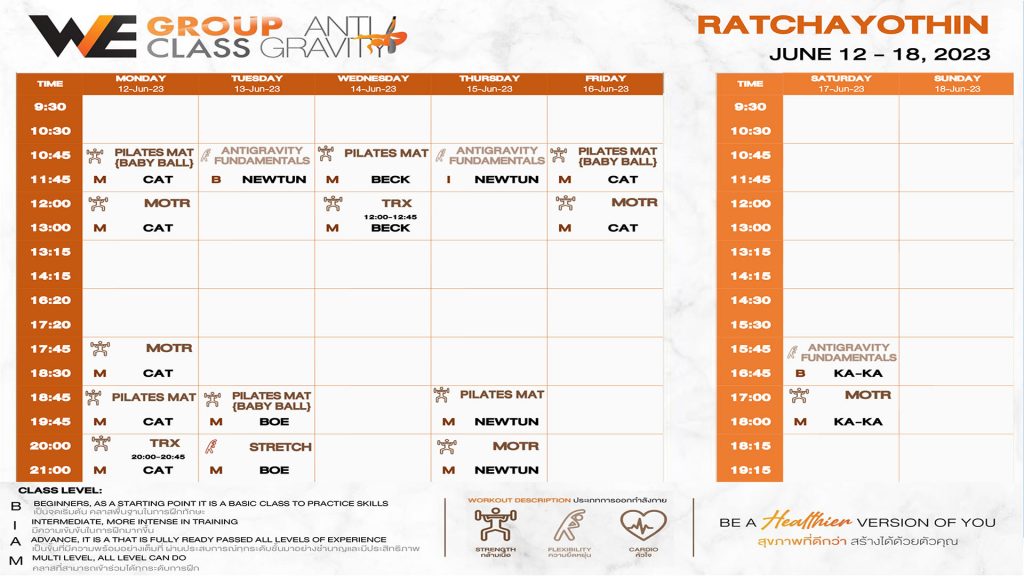 CLASS LINE UP 12-18 JUNE 2023 - WE FITNESS SOCIETY