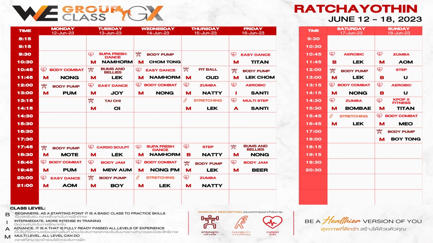CLASS LINE UP 12-18 JUNE 2023 - WE FITNESS SOCIETY