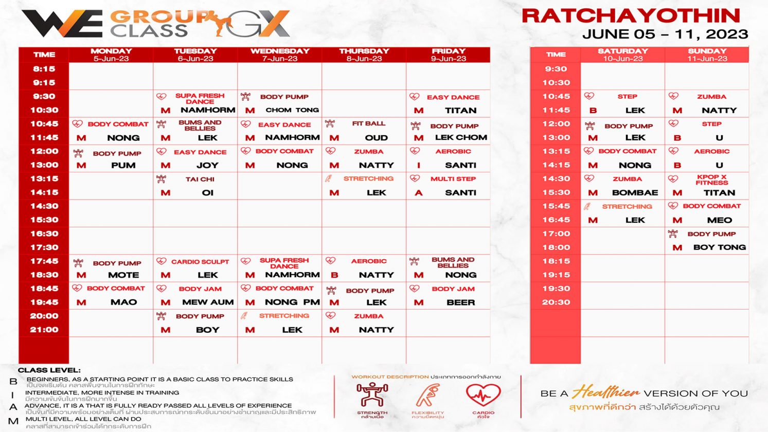 CLASS LINE UP 5-11 JUNE 2023 - WE FITNESS SOCIETY