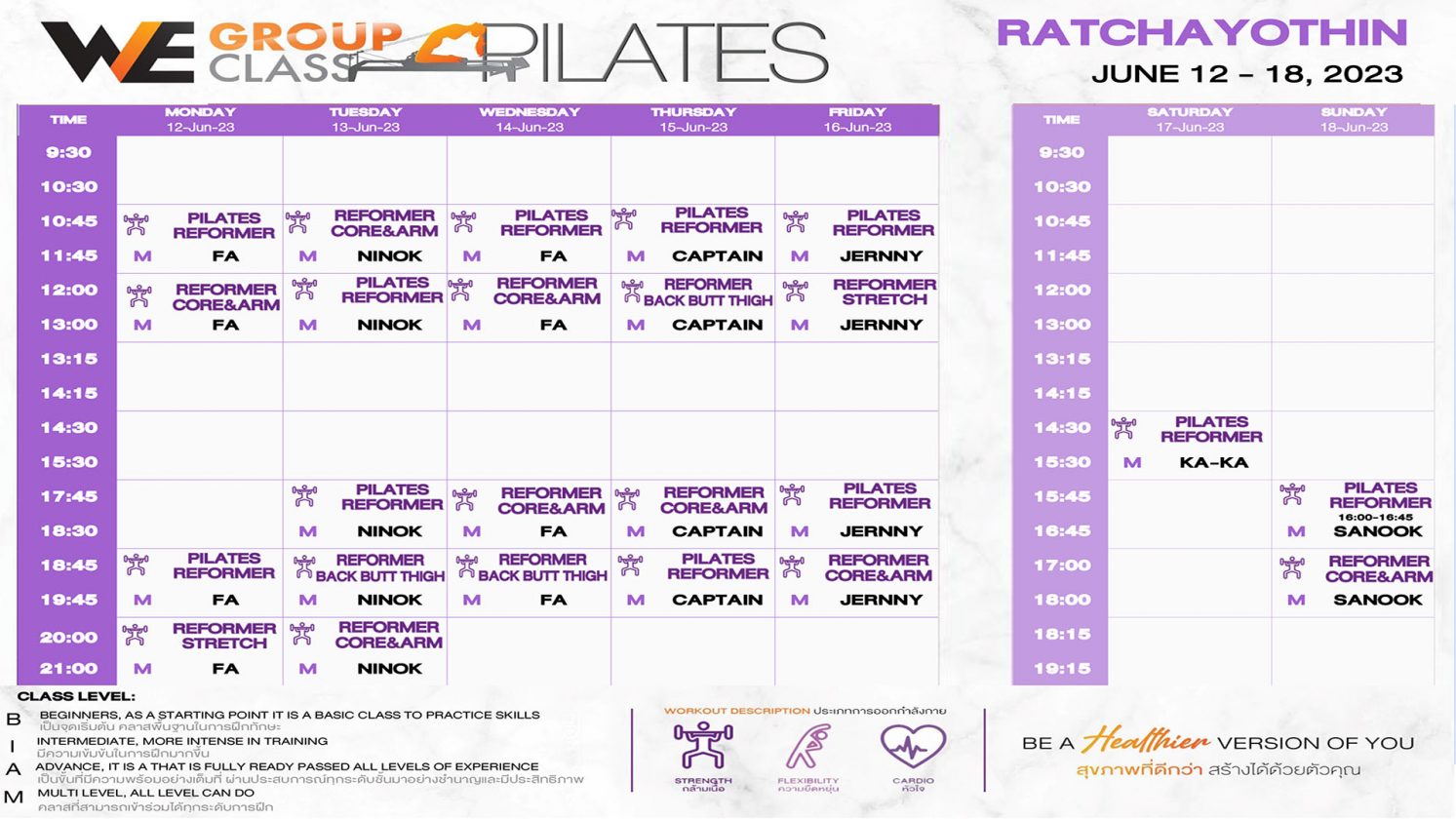 CLASS LINE UP 12-18 JUNE 2023 - WE FITNESS SOCIETY
