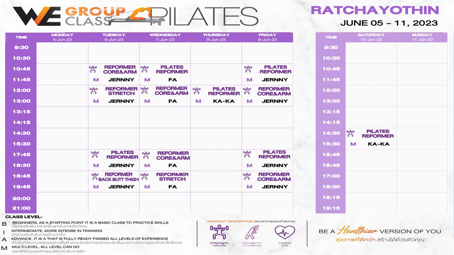 CLASS LINE UP 5-11 JUNE 2023 - WE FITNESS SOCIETY