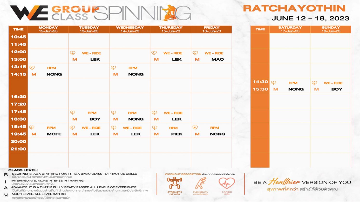 CLASS LINE UP 12-18 JUNE 2023 - WE FITNESS SOCIETY