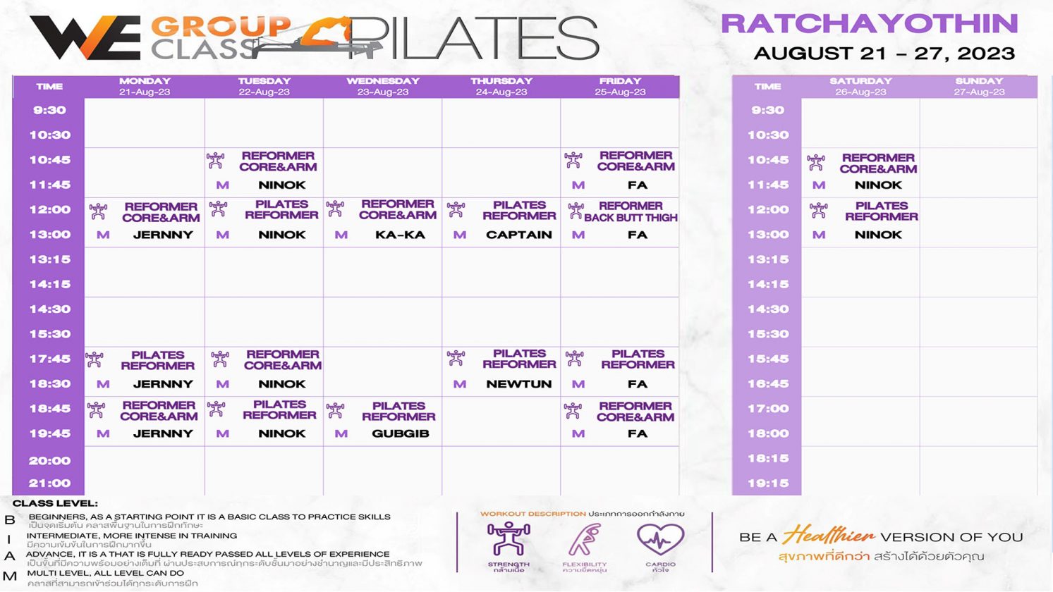 CLASS LINE UP 21-27 AUGUST 2023 - WE FITNESS SOCIETY