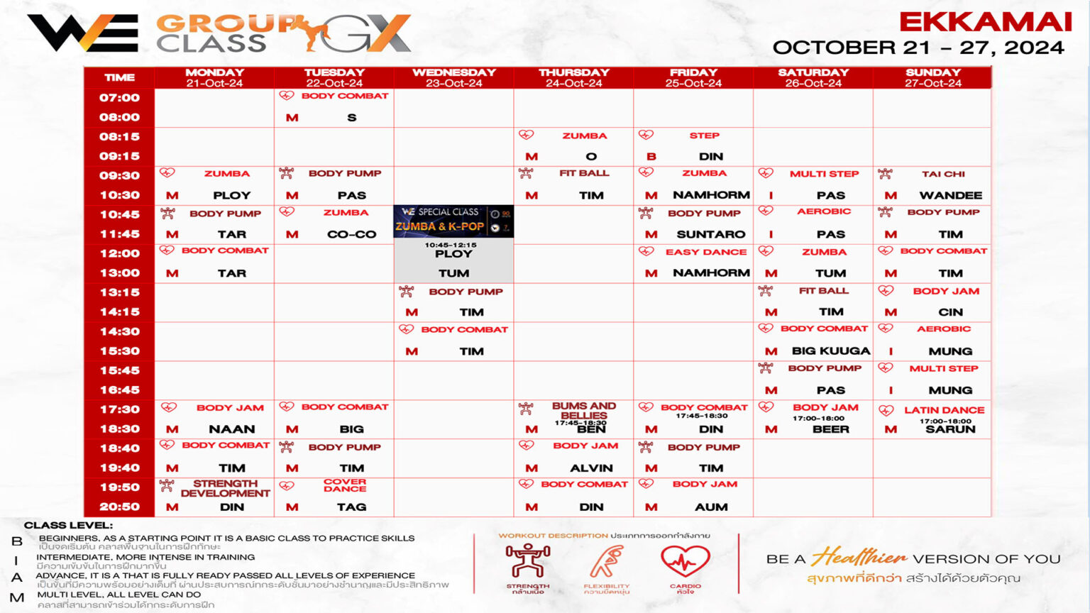 CLASS LINE UP 21-27 OCTOBER 2024 - WE FITNESS SOCIETY
