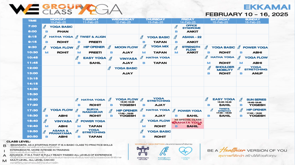 CLASS LINE UP 10 - 16 FEB 2025 - WE FITNESS SOCIETY
