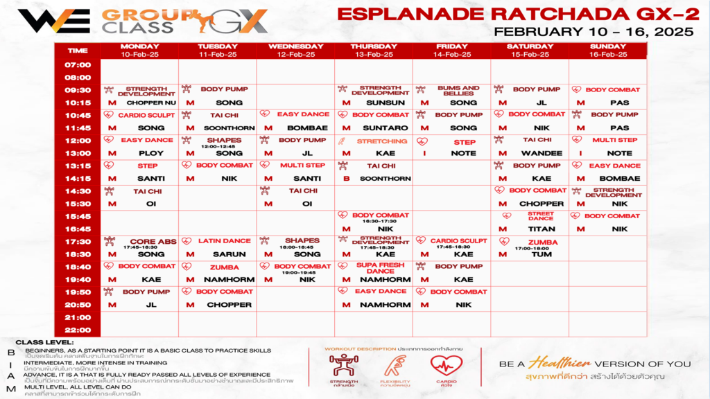 CLASS LINE UP 10 - 16 FEB 2025 - WE FITNESS SOCIETY