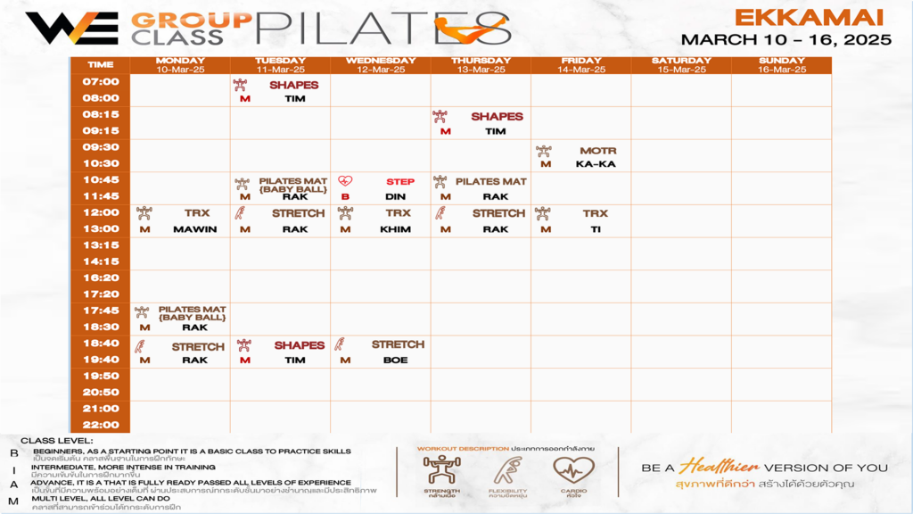 CLASS LINE UP 10 - 16 MAR 2025 - WE FITNESS SOCIETY
