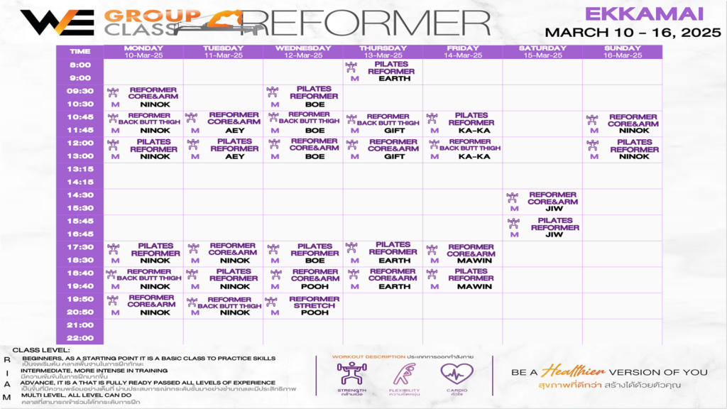 CLASS LINE UP 10 - 16 MAR 2025 - WE FITNESS SOCIETY