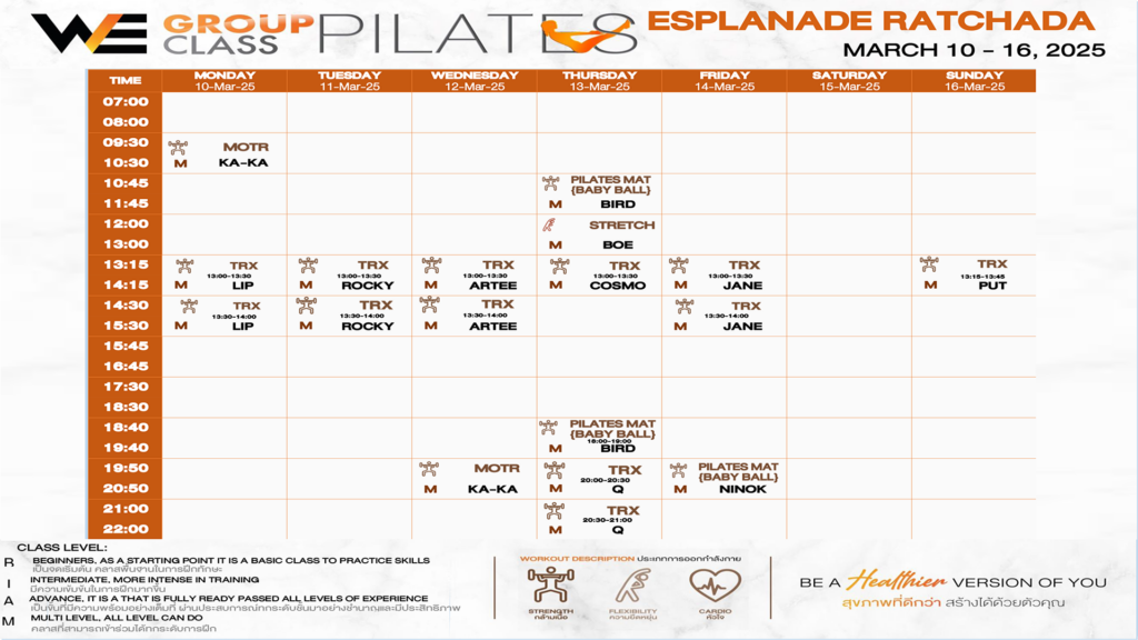 CLASS LINE UP 10 - 16 MAR 2025 - WE FITNESS SOCIETY