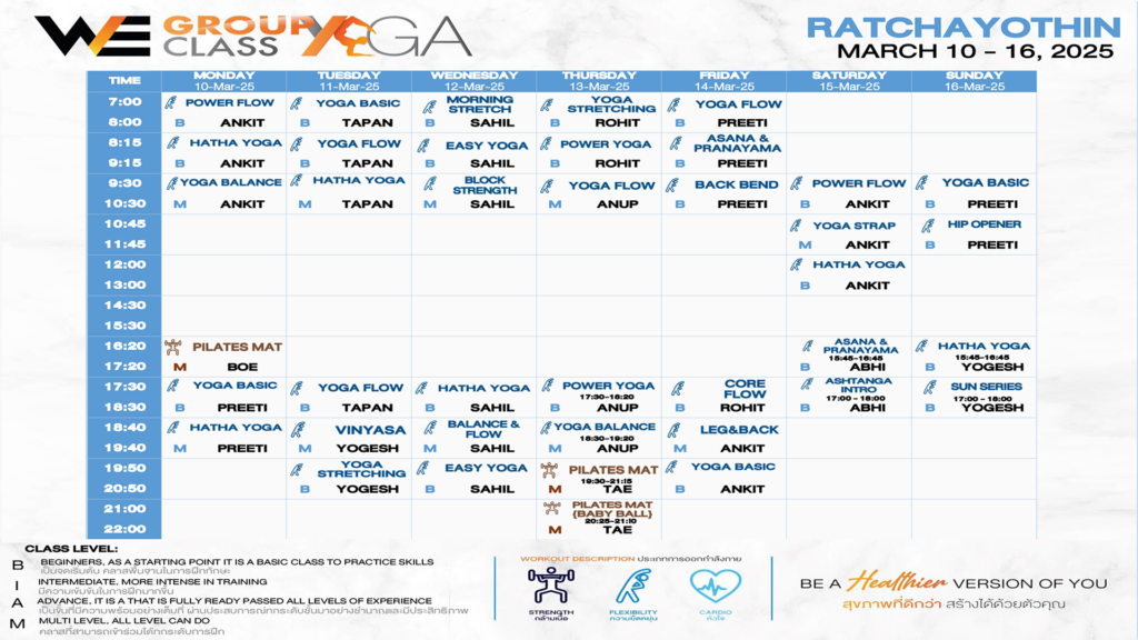CLASS LINE UP 10 - 16 MAR 2025 - WE FITNESS SOCIETY