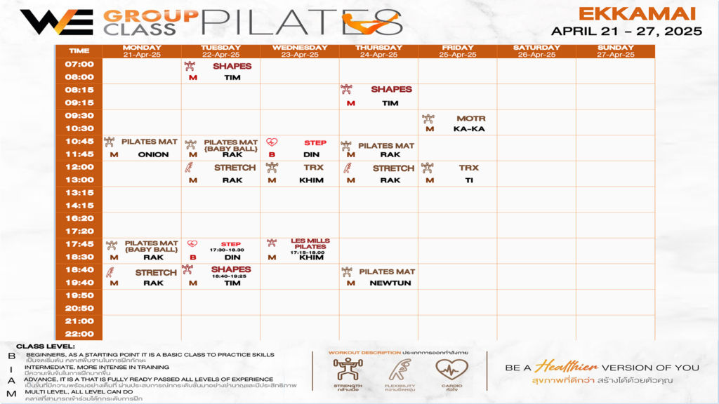 CLASS LINE UP 21- 27 APR 2025 - WE FITNESS SOCIETY