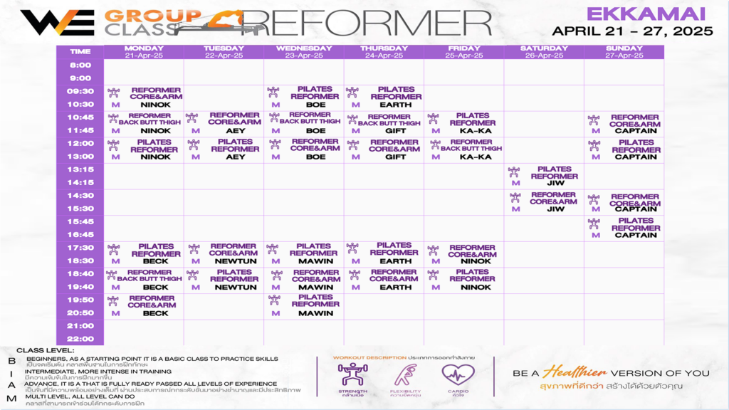 CLASS LINE UP 21- 27 APR 2025 - WE FITNESS SOCIETY