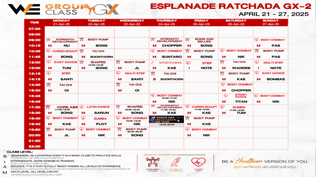 CLASS LINE UP 21- 27 APR 2025 - WE FITNESS SOCIETY