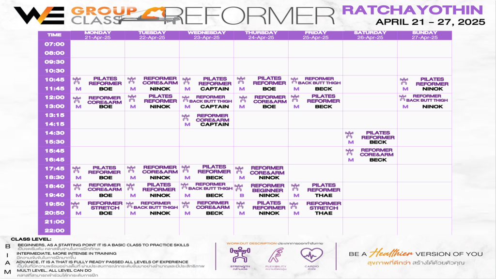 CLASS LINE UP 21- 27 APR 2025 - WE FITNESS SOCIETY