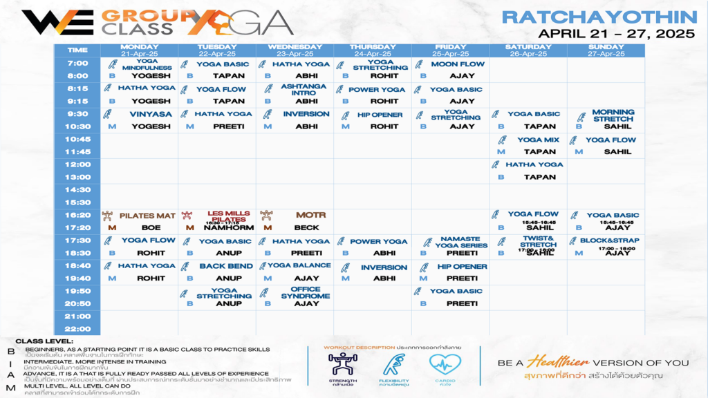 CLASS LINE UP 21- 27 APR 2025 - WE FITNESS SOCIETY