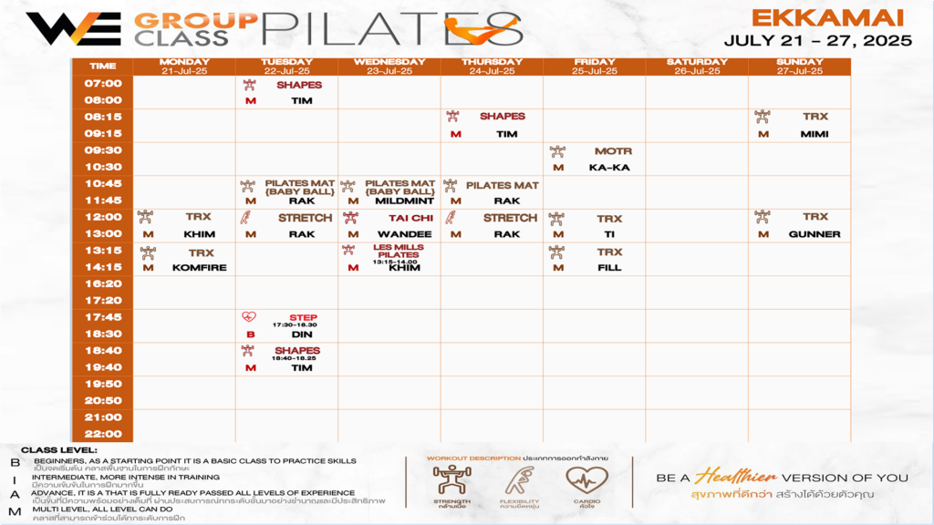 CLASS LINE UP 21 JULY - 27 JULY 2025 - WE FITNESS SOCIETY
