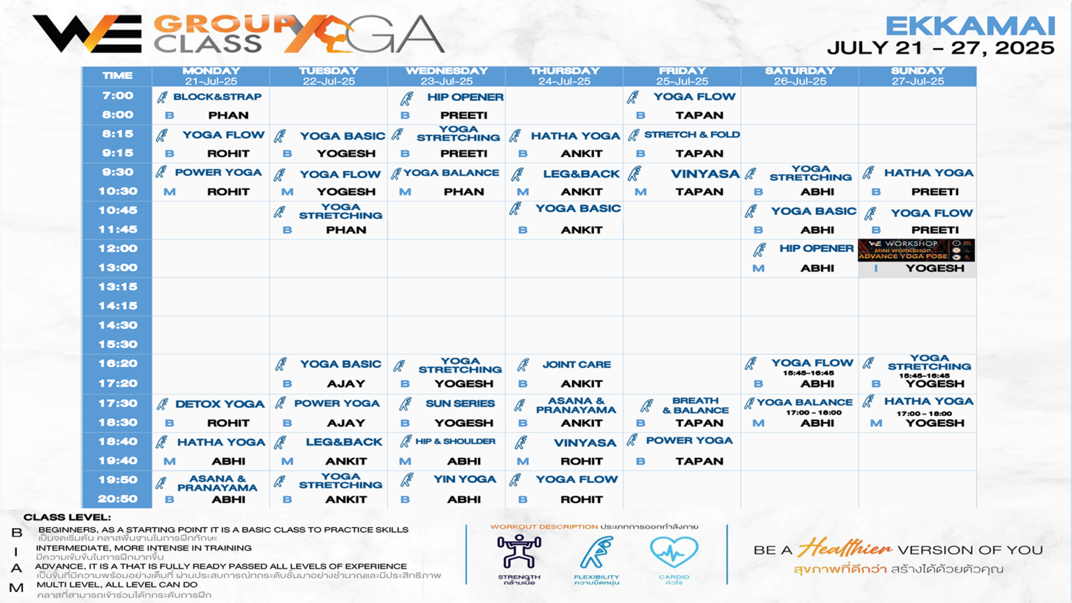 CLASS LINE UP 21 JULY - 27 JULY 2025 - WE FITNESS SOCIETY
