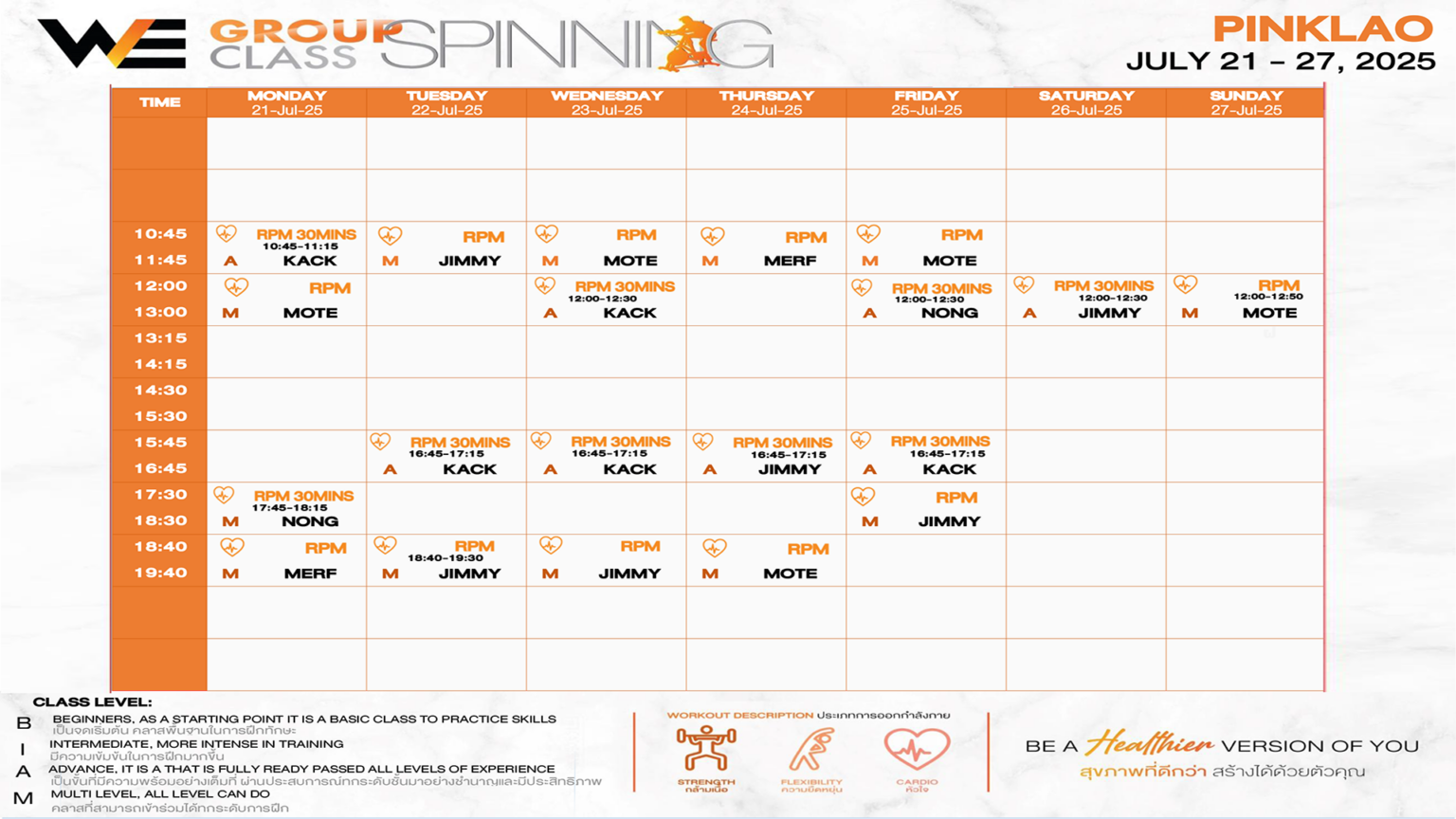 CLASS LINE UP 21 JULY - 27 JULY 2025 - WE FITNESS SOCIETY