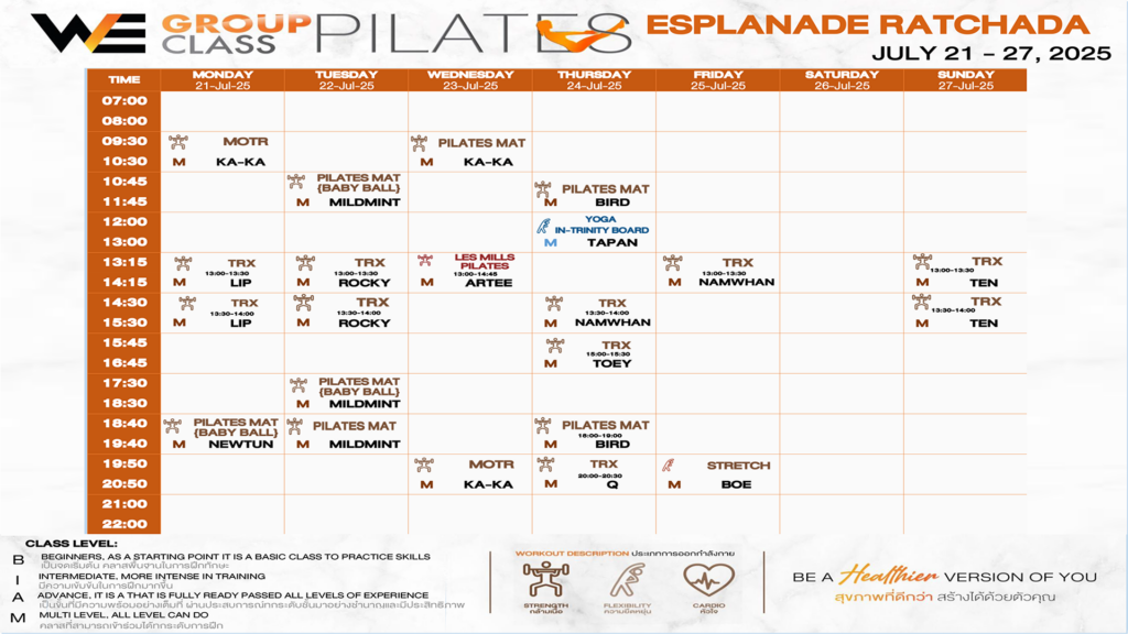 CLASS LINE UP 21 JULY - 27 JULY 2025 - WE FITNESS SOCIETY