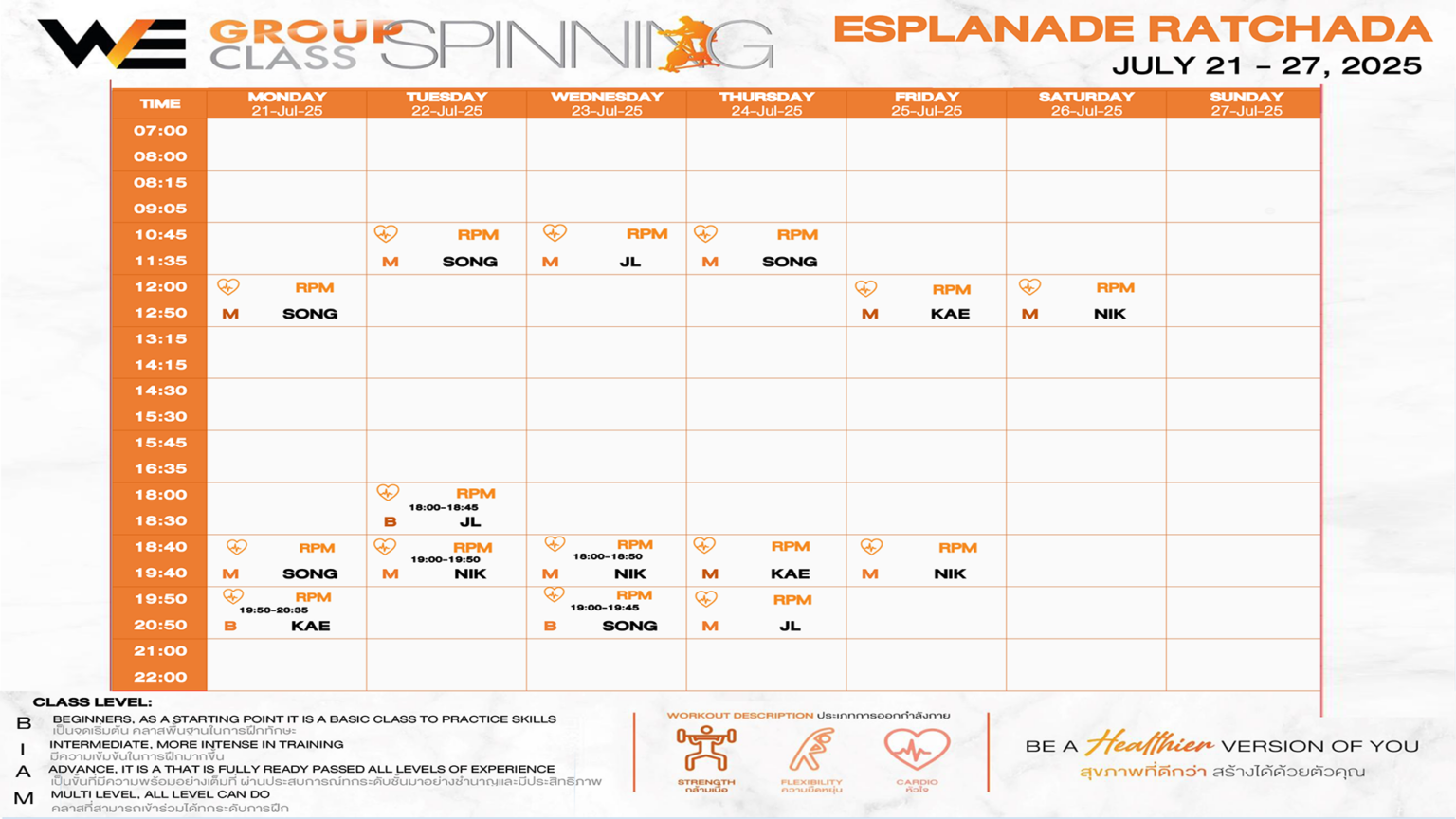 CLASS LINE UP 21 JULY - 27 JULY 2025 - WE FITNESS SOCIETY