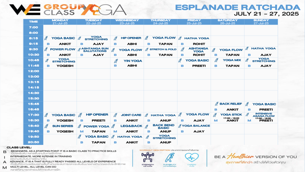 CLASS LINE UP 21 JULY - 27 JULY 2025 - WE FITNESS SOCIETY