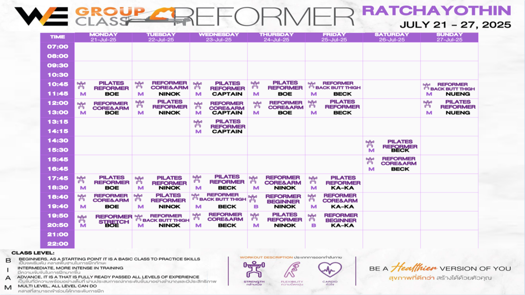 CLASS LINE UP 21 JULY - 27 JULY 2025 - WE FITNESS SOCIETY