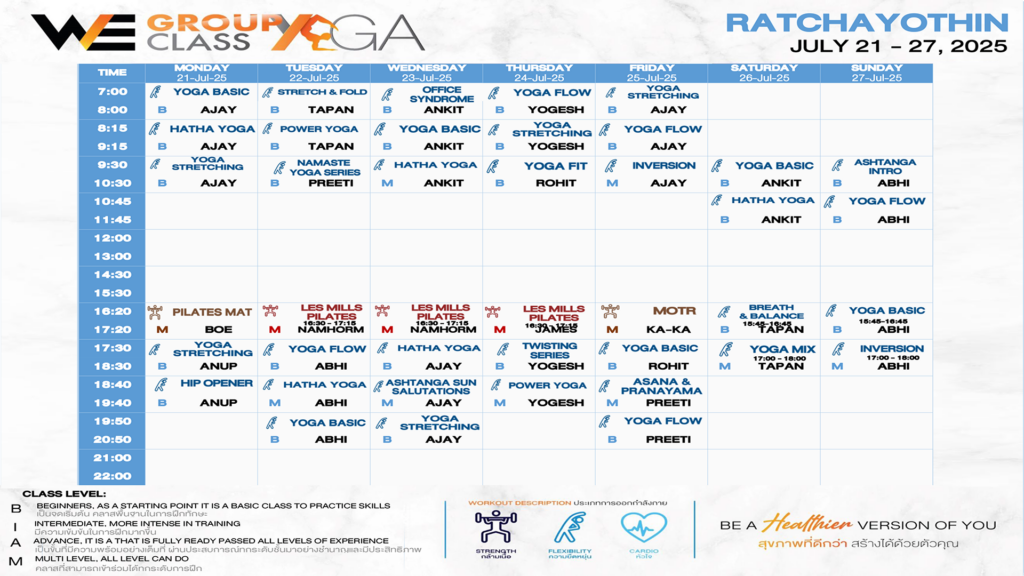 CLASS LINE UP 21 JULY - 27 JULY 2025 - WE FITNESS SOCIETY